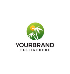 Tree sun logo design template Royalty Free Vector Image