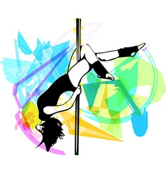 Pole dance women cartoon style isolated Royalty Free Vector