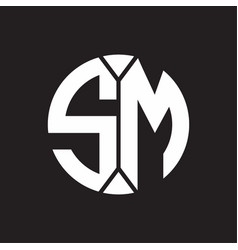 Sm logo monogram isolated with shield and crown Vector Image