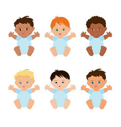 Set of babies different races Royalty Free Vector Image