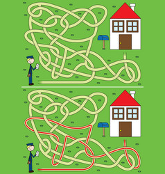 House maze Royalty Free Vector Image - VectorStock