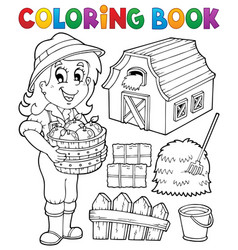 Coloring book farmer theme 1 Royalty Free Vector Image