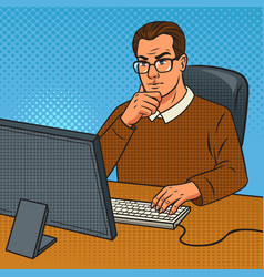 Man thinking hard pop art style Royalty Free Vector Image