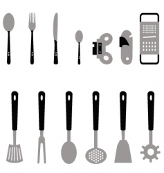 Kitchen and restaurant utensils spatula whisk Vector Image