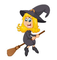 Pretty witch flying on broom isolated Royalty Free Vector