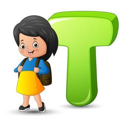 Cartoon colorful alphabet set with happy children Vector Image