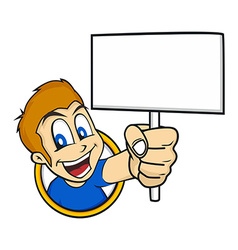Cartoon painter holding a sign Royalty Free Vector Image