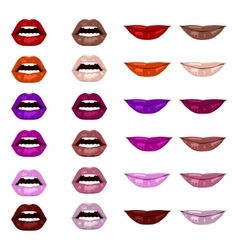 Vampire mouth with fangs set female red lips Vector Image