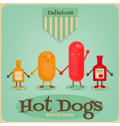 Street food vending cart with hot dogs Royalty Free Vector