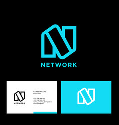 Letter n with decorative curls nature logo Vector Image