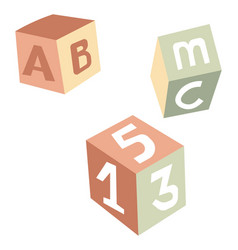 Wooden cube with letters abc Royalty Free Vector Image