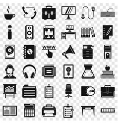 Work folder icons set simple style Royalty Free Vector Image