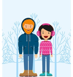 Flat cold weather winter clothing set Royalty Free Vector