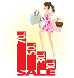 Fashion girl woman with shopping bags Royalty Free Vector