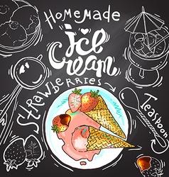 Ice cream menu on chalkboard Royalty Free Vector Image