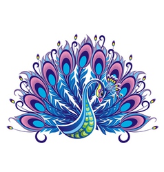Cartoon smiling peacock Royalty Free Vector Image