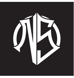 Ns logo monogram with back drop shape design Vector Image