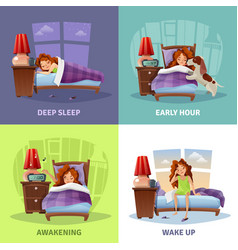 A boy wake up and stretching in morning Royalty Free Vector