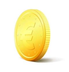 Golden token decorated with stars placed on white Vector Image