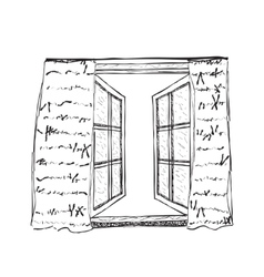 Drawing an open window isolated object Royalty Free Vector