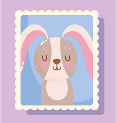 Cute little fox animals cartoon postage mail stamp