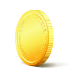 Golden token decorated with stars placed on white Vector Image