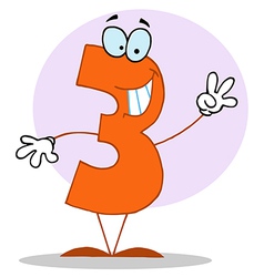 Funny orange number three 3 cartoon character Vector Image