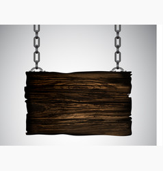 Wooden sign suspended on chains Royalty Free Vector Image