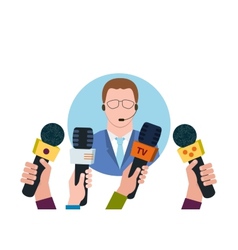 Hand with microphone focus tv interview live Vector Image