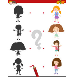 Educational shadow game with kids and toys Vector Image