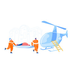 Rescuers characters wearing orange uniform Vector Image