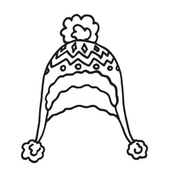 Winter hat outline drawings Royalty Free Vector Image