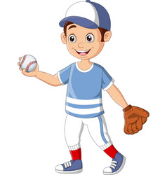 Cartoon boy playing baseball Royalty Free Vector Image