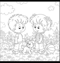 Small children swinging on a playground Royalty Free Vector