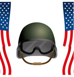 United state flag with military helmet Royalty Free Vector