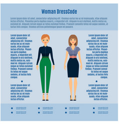 Woman dress code infographic on pink Royalty Free Vector