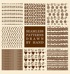 Set of six hand drawn ink seamless patterns Vector Image