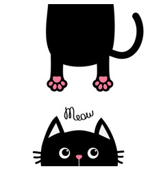 Black cat head meow lettering contour text paw Vector Image