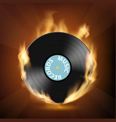 Music poster with vinyl record and player Vector Image