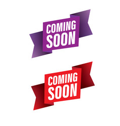 Coming soon red ribbon Royalty Free Vector Image