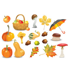 Autumn objects theme set 1 Royalty Free Vector Image