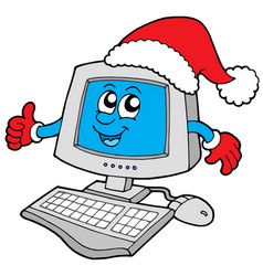 Cartoon smiling desktop computer Royalty Free Vector Image