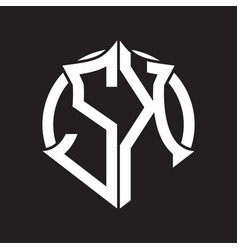 Sk logo monogram triple ribbon style line design Vector Image