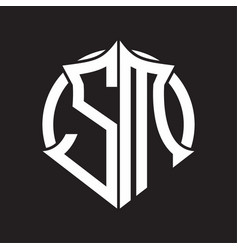 Sm logo monogram isolated with shield and crown Vector Image