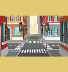 Cartoon city street intersection Royalty Free Vector Image