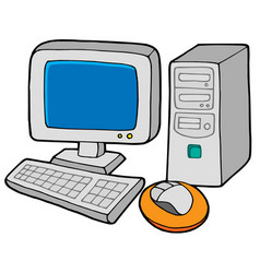 Cartoon smiling desktop computer Royalty Free Vector Image