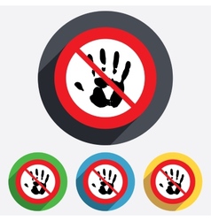 Hand print sign icon stop symbol Royalty Free Vector Image