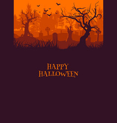 Purple cemetery halloween background banner Vector Image