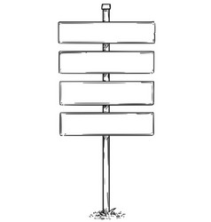 Doodle drawing four empty or blank wooden sign Vector Image