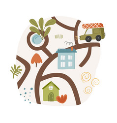 Bike route map cycling trip road country path Vector Image